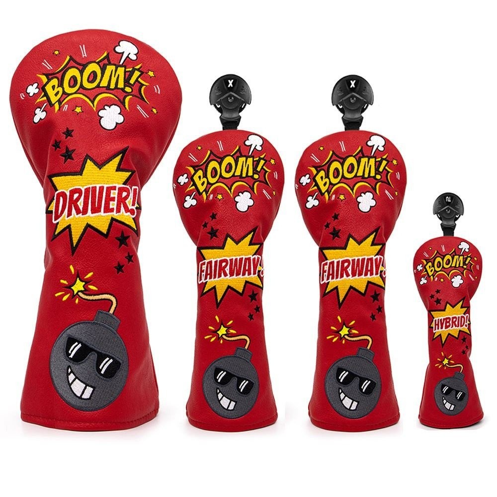 Boom Cartoon Design Golf Club #1 #3 #5 UT Headcovers Driver Fairway ...