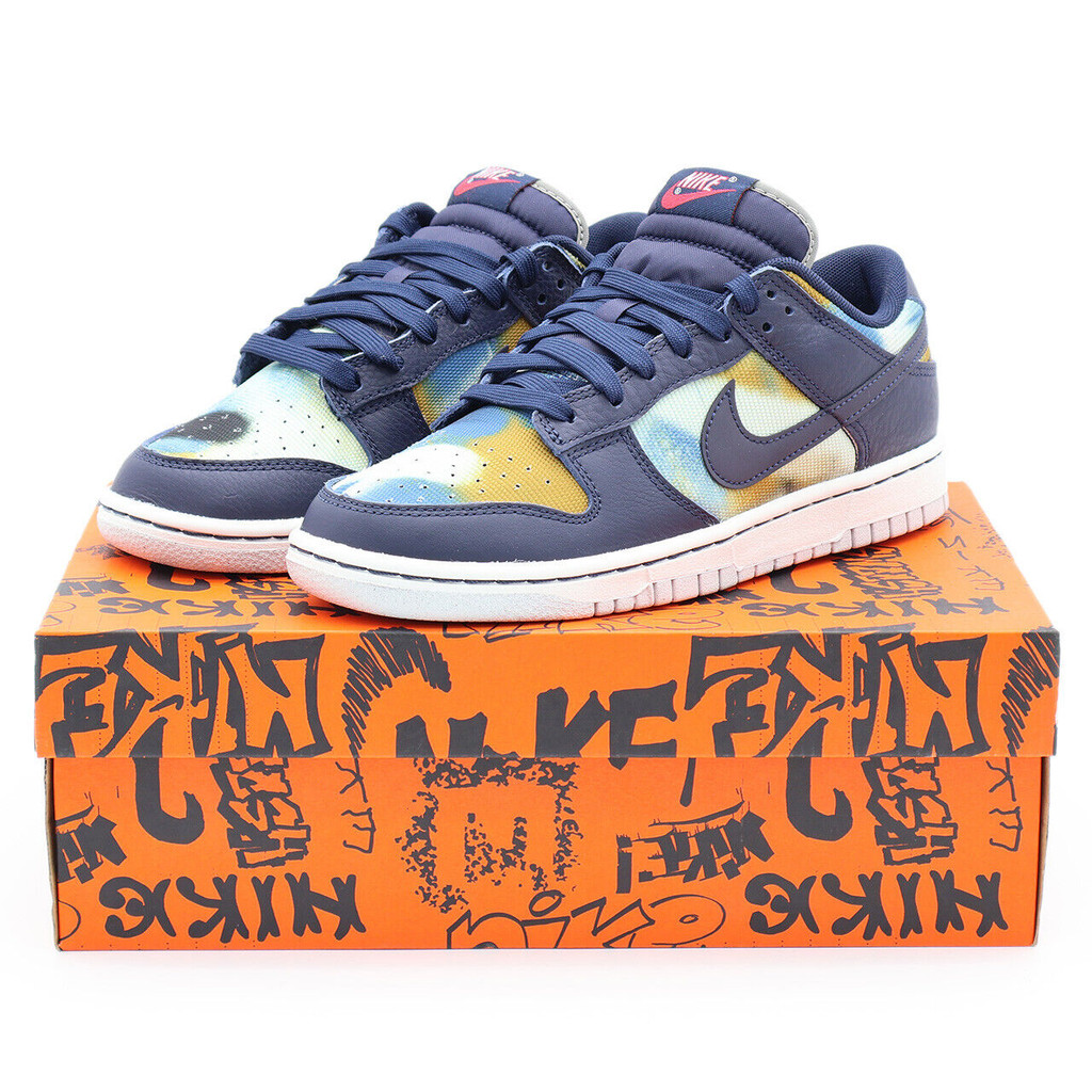 DM0108-400 Nike Dunk Low Graffiti Navy Yellow Obsidian Summit White Red ...