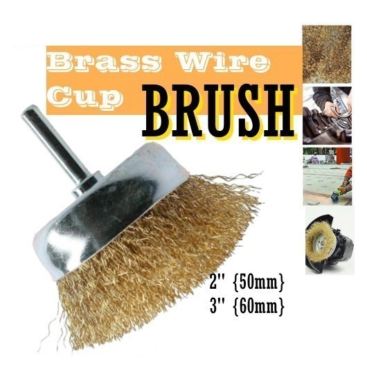 Brass Wire Cup Brush With Shank Berus Tembaga Besi Wood Steel Metal ...
