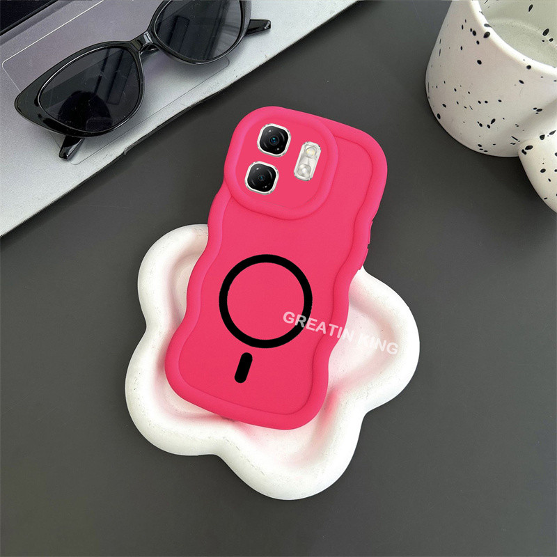 Infinix Hot 50i / Infinix Smart 9 Magnetic Case Candy Color Soft TPU Macaron Wave With Wireless ...