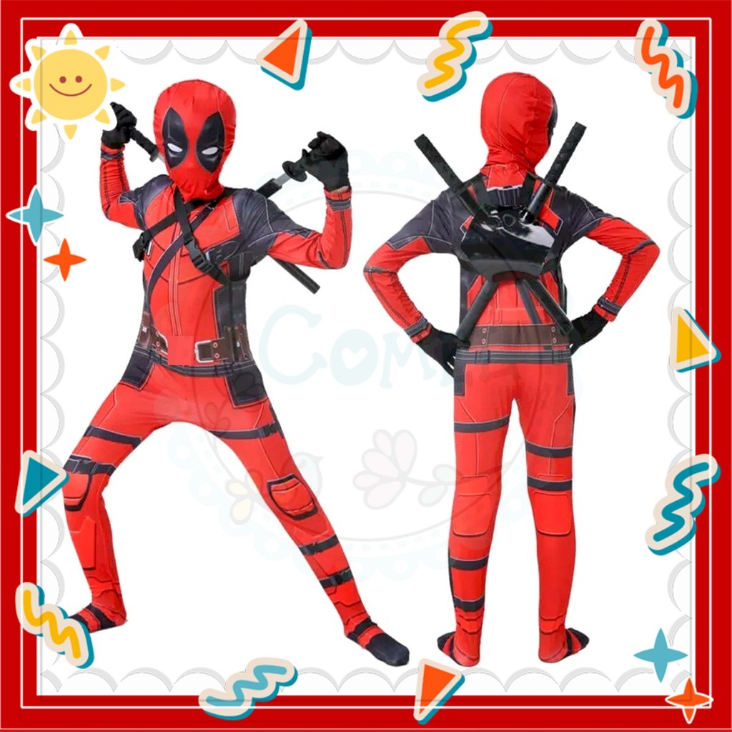 Comel Kids Halloween Costume Deadpool Superhero Cosplay Boys Zentai ...
