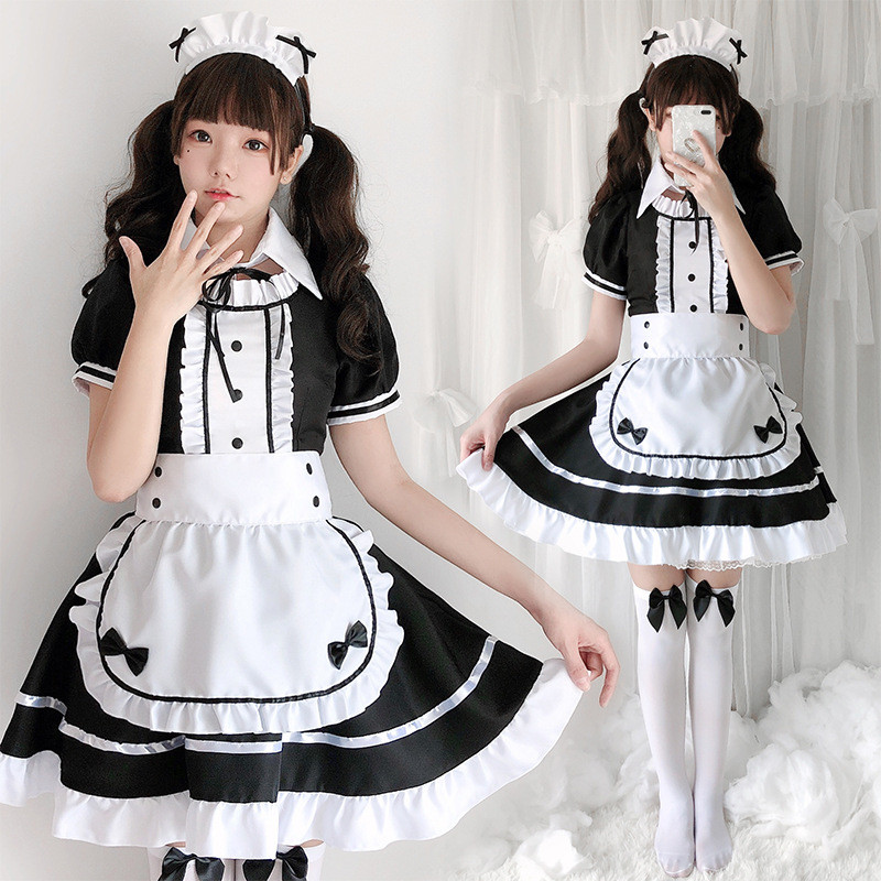 Black White Maid Costume cosplay Costume Female Adult Maid Uniform ...