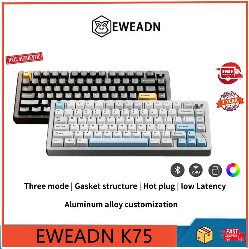 EWEADN K75 aluminum alloy three mode customized mechanical keyboard ...