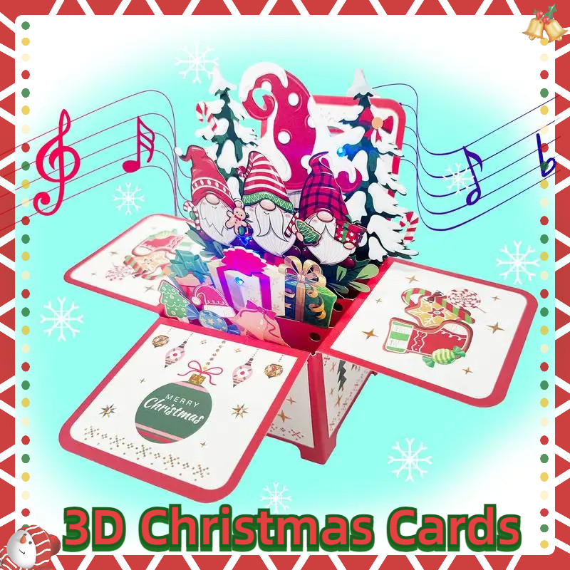 Christmas Cards 3D Light Up Greeting Cards Pop Up Musical Creative ...
