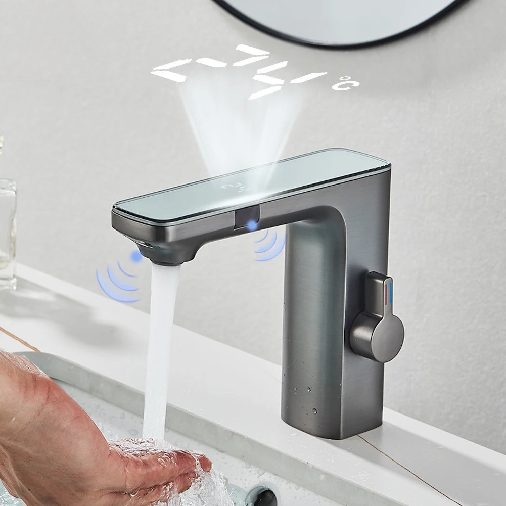 Sensor faucet Smart Digital Display Brass Faucet Sink Bathroom Sink ...