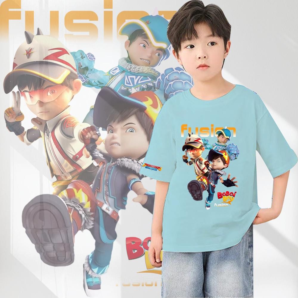 New Boboiboy Graphic kids Short Sleeve Round Neck Premium Cotton T-Shirt Sleeve badge style tp12 ...