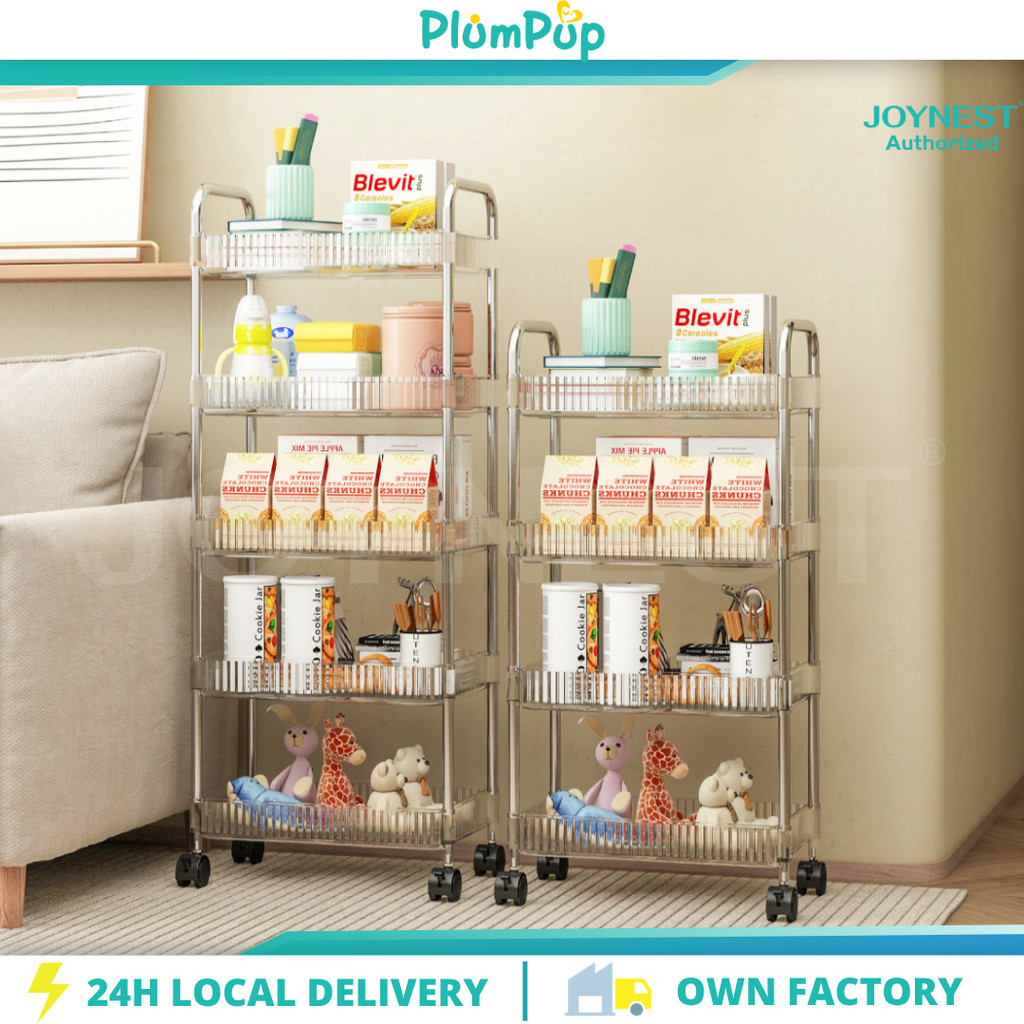 5 Tier Acrylic Trolley Rack Shelf Storage Rack Kitchen Rack Book Rak ...