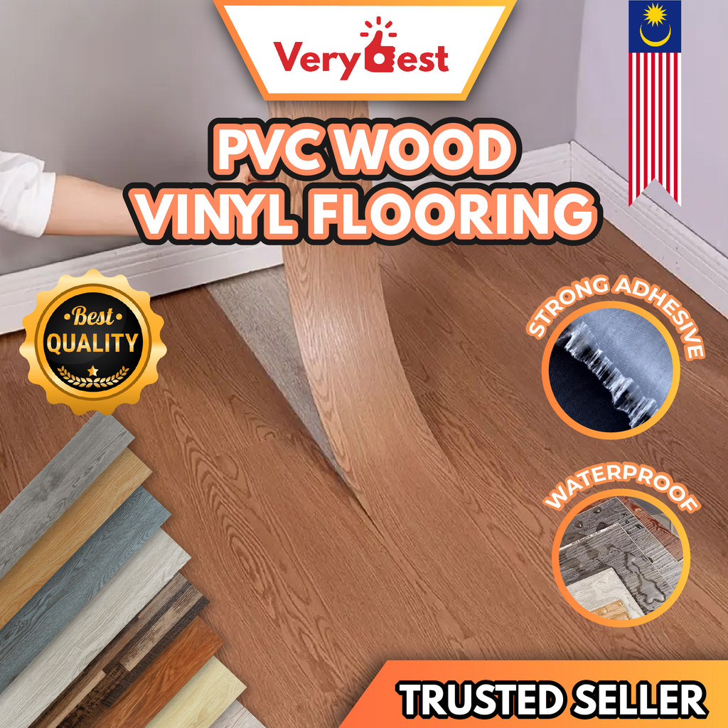 1PC Wooden Vinyl Flooring Thick PVC Waterproof Self Adhesive Texture ...