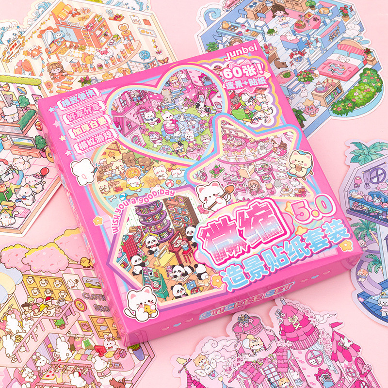 ENWEI 60 Pcs [Miniature Landscape Stickers Set Series] 3D Scene ...