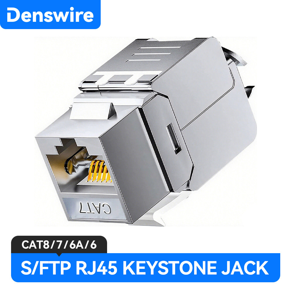 Denswire Cat7 Toolless Keystone Jack, STP CAT6A 10G Female RJ45 Coupler ...