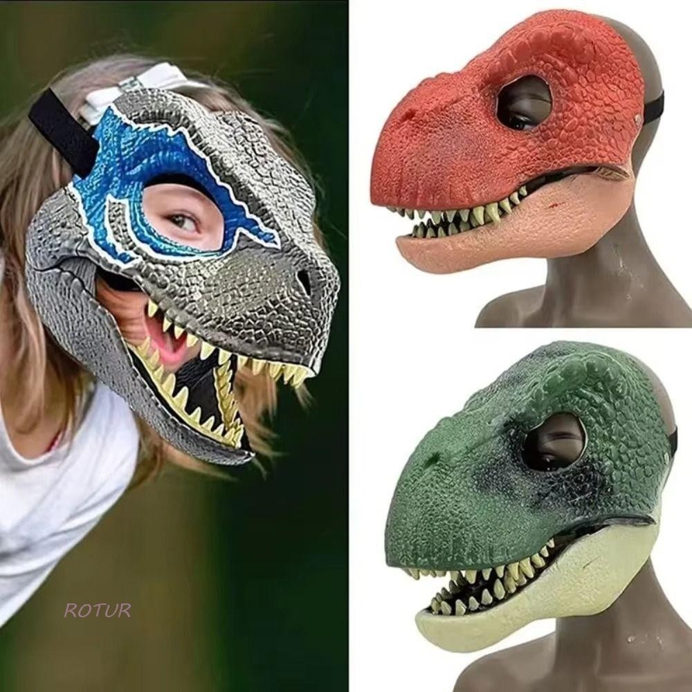 ROTUR Halloween Dinosaur Mask, Moving Jaw Cosplay Props Dinosaur ...