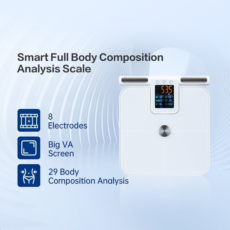 【10 years Warranty】 Smart Body Fat Scale 8 Electrode Large Display ...
