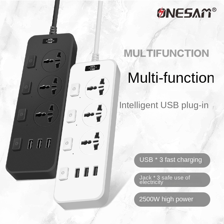 Power Board Extension Outlet Socket Plug with Switch USB Cable Power ...