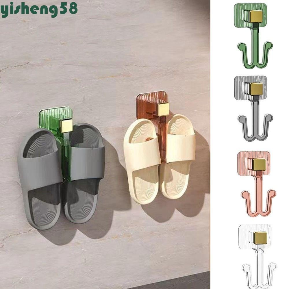 YISHENG Non-perforated Slippers Rack, Plastic Wall-Mounted Slipper ...