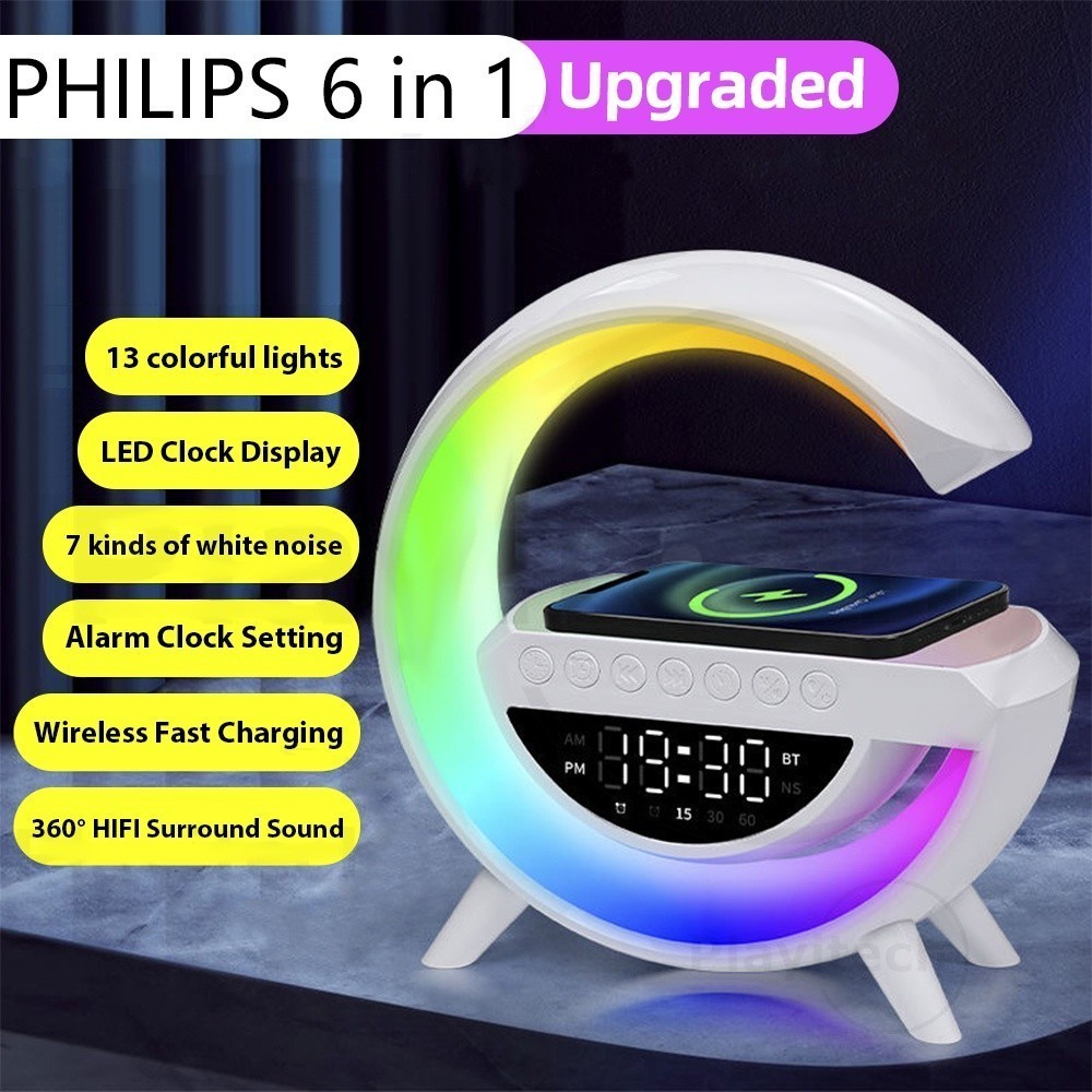 Original Wireless Charger Bluetooth Speaker With RGB Light Desk Lamp ...