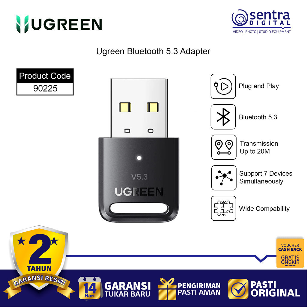 Ugreen Bluetooth 5.3 Transmitter Receiver External Dongle USB A - 90225 ...
