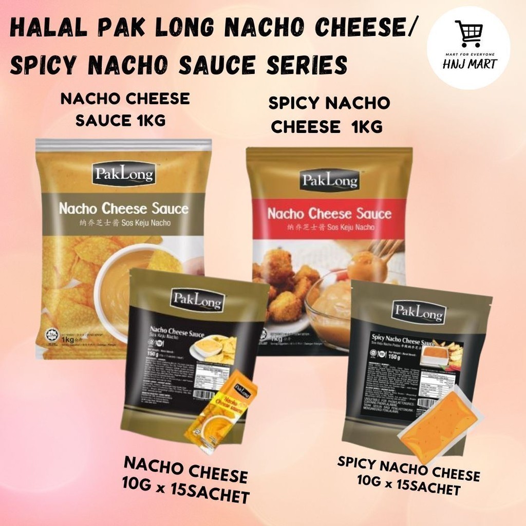HALAL PAK LONG NACHO CHEESE/ SPICY NACHO SAUCE 1kg/ sachet 15pcs Sos ...