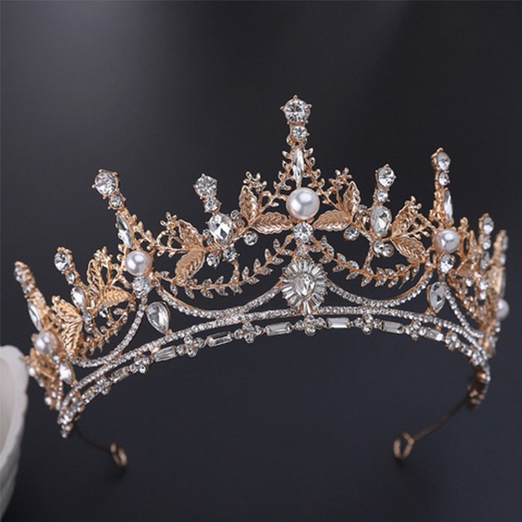 Full Rhinestone Setting Crown Wedding Tiara Large Round Lightweight ...