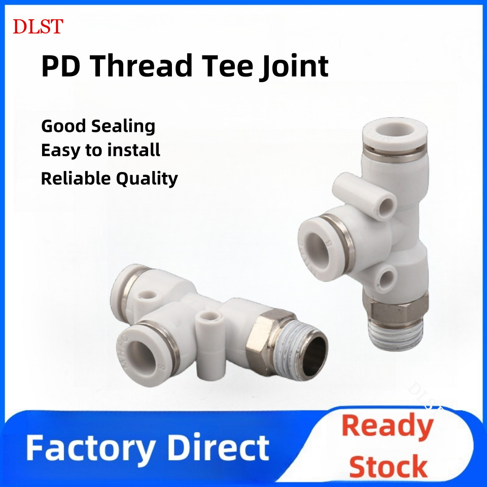 Pneumatic Quick Connector T-Type Tee PD Threaded Trachea Connector BSPT 1/8 "1/4" 3/8 "1/2 ...