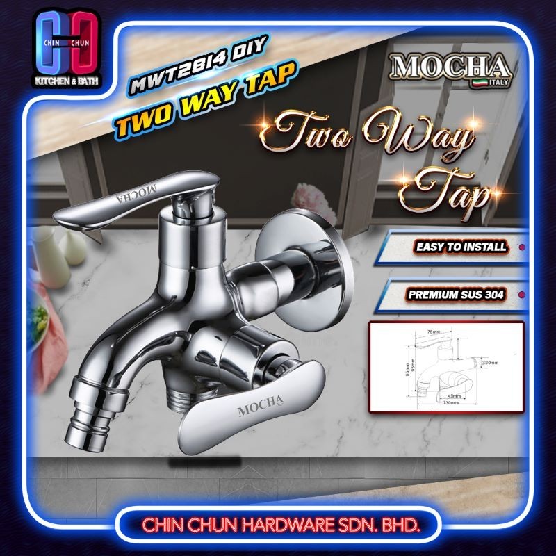 MOCHA TWO WAY TAP MWT2814-DIY STAINLESS STEEL KITCHEN & BATHROOM DOUBLE ...