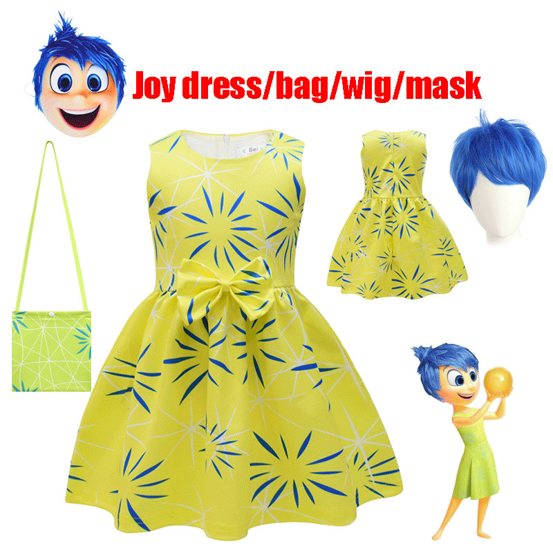 Inside Out Halloween Costume for Kid Girl 3-10 Years Old Happy Emotions ...