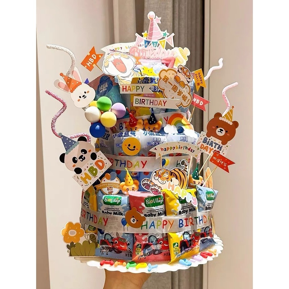 Birthday Snacks Cake diy Material Plug-In String Candy Children Cake ...