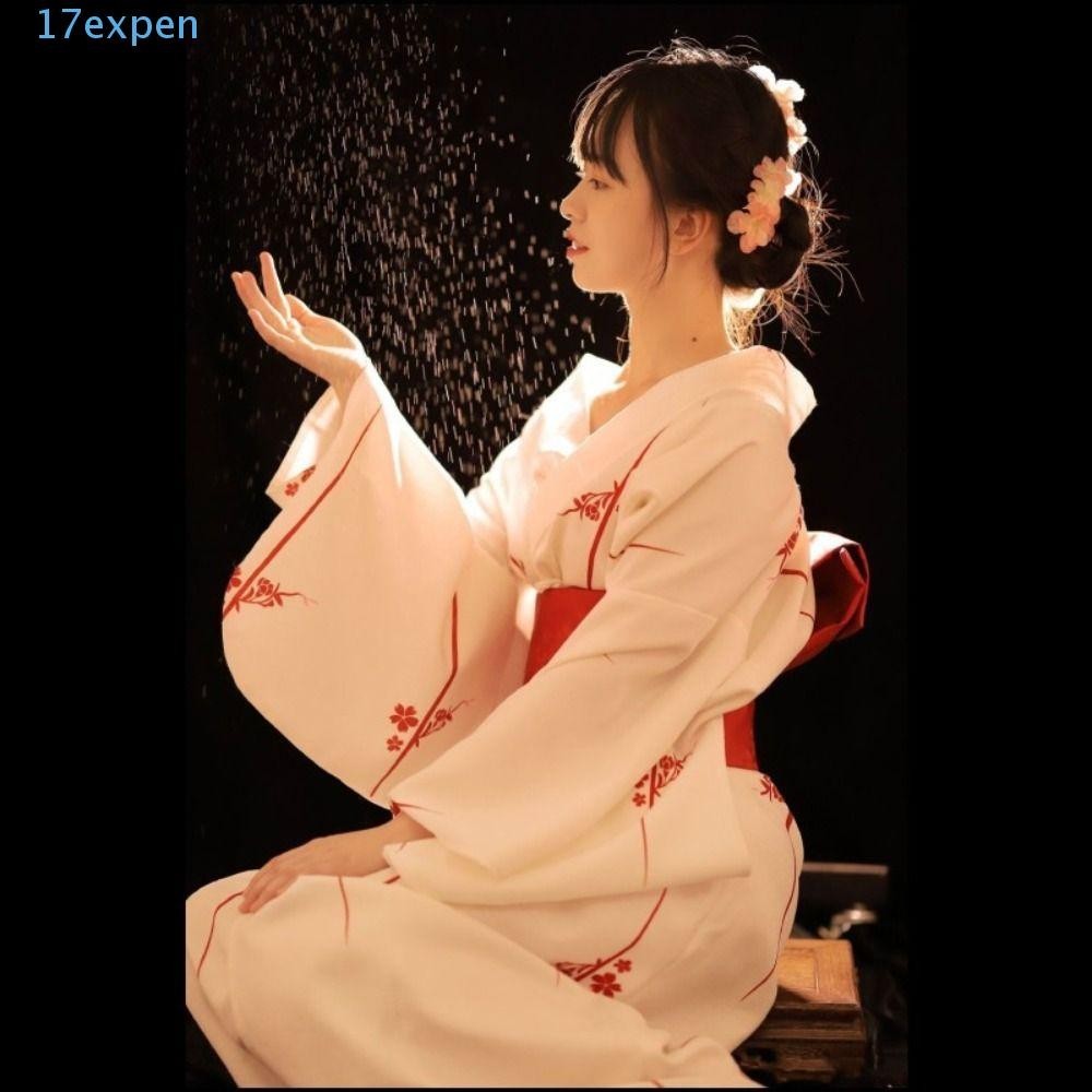 EXPEN Traditional Japanese Kimono, Printed Floral Japanese Style Sakura Girl Kimono Dress, Japan ...