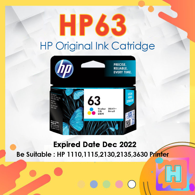 🔥HP 63 Original Genuine Tri colour Ink Cartridge 165 pages HP Deskjet ...