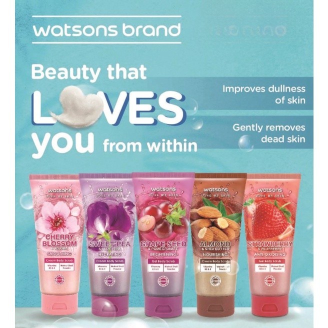 Watsons Watson Gel Cream Body Scrub Lavender Grape Seed Strawberry ...