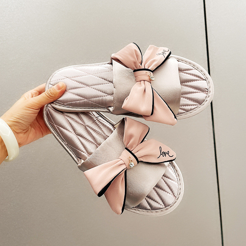 Original Thickened Upgraded Version Silky Satin Bow Ladies Slippers ...
