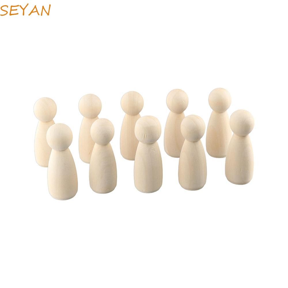 SEYAN Wooden Peg Doll DIY Lovely Handmade Puppets Male Female Natural ...