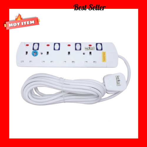 5 Meter Wire Wayar Extension with SIRIM Approved 4 Gang Electric Plug ...