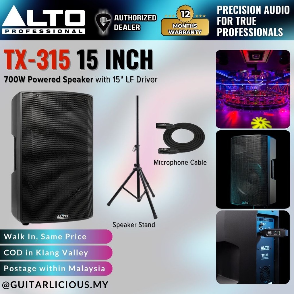 Alto TX315 700W 15 inch Powered Speaker with Stand and Cable ( TX-315 / TX 315 / TX3 ) | Shopee ...
