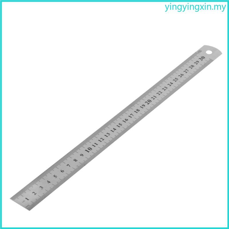 YIN 30CM 12 Steel Stainless Pocket Pouch Metric Metal Ruler Measurement ...