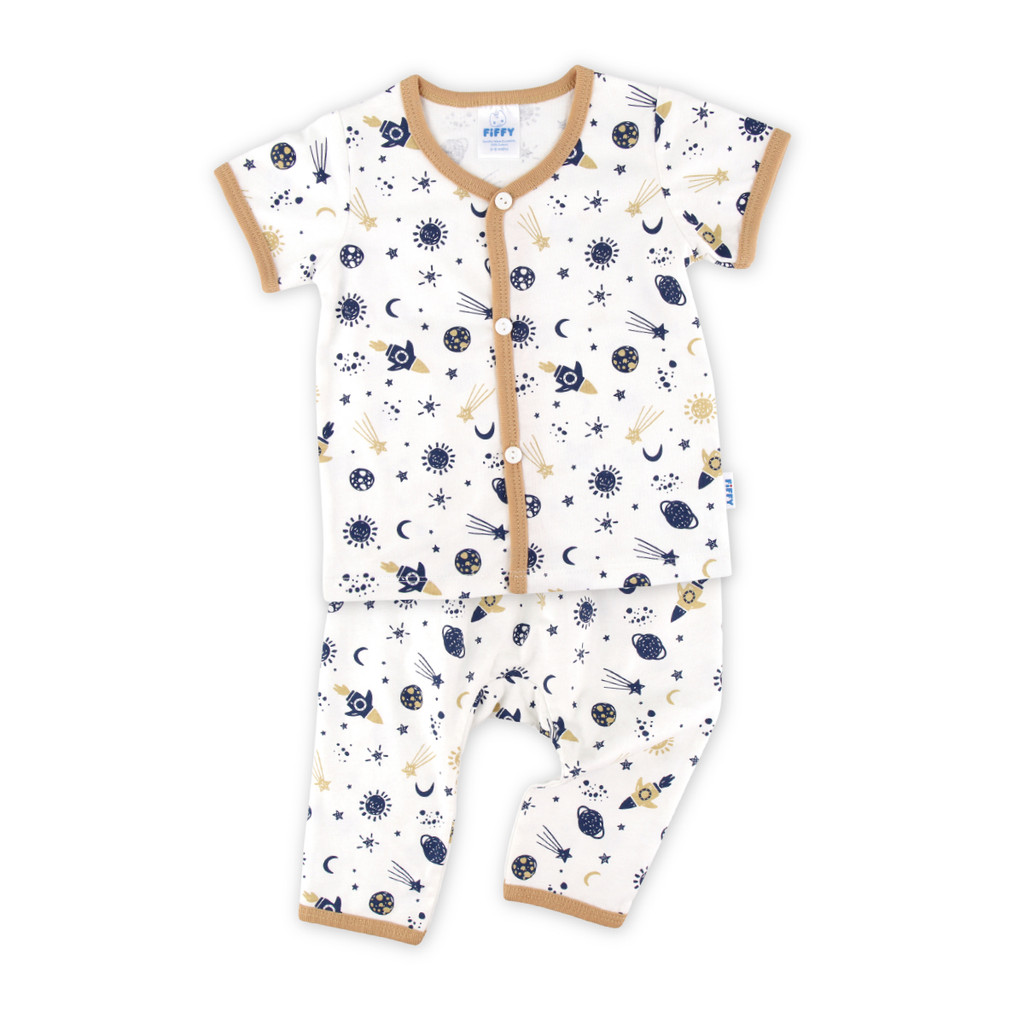 FIFFY STARRY NIGHT SHORT SLEEVE VEST + LONG PANT SUIT | Shopee Malaysia
