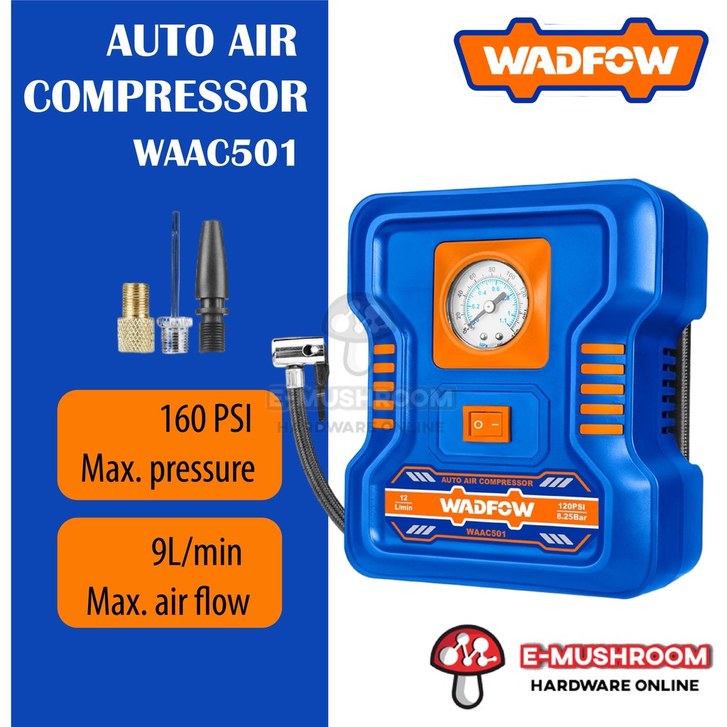 Wadfow Auto Air Compressor WAAC501 Max Pressure 160 psi 11 bar Max Air ...