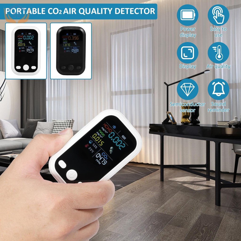Mini CO2 Detector Portable Air Quality Monitor with Alarm Multifunctional Carbon Dioxide ...