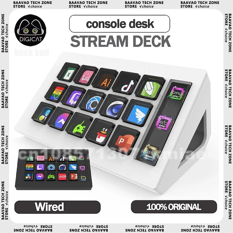 Streamdeck Mini Visual Keyboard Lcd Button 15keys Live Content Creation Controller Custom Button