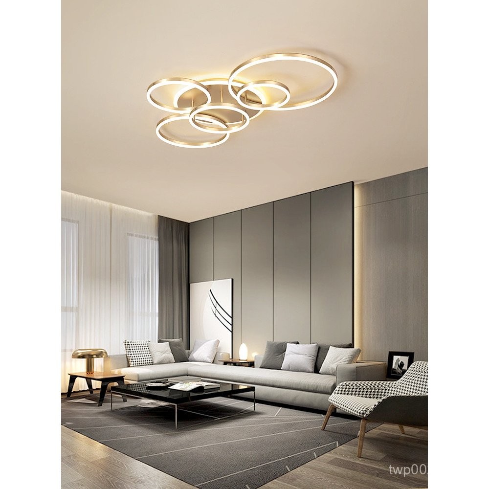 Lampu ruang tamu lampu dewan emas bulat mewah mewah Nordic moden yang ...