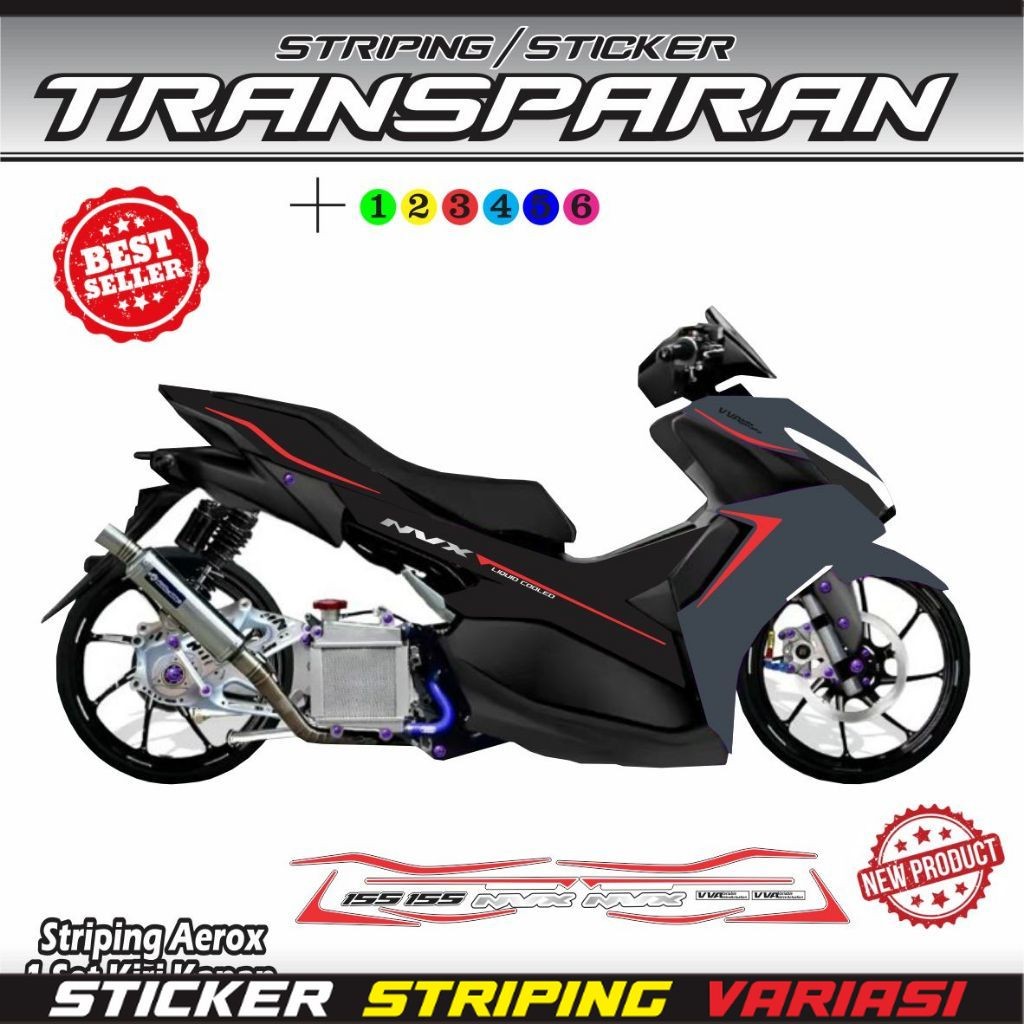 Aerox CONNECTED Transparent STRIPING LIST 155 NVX 155 STICKER NEW LIS ...