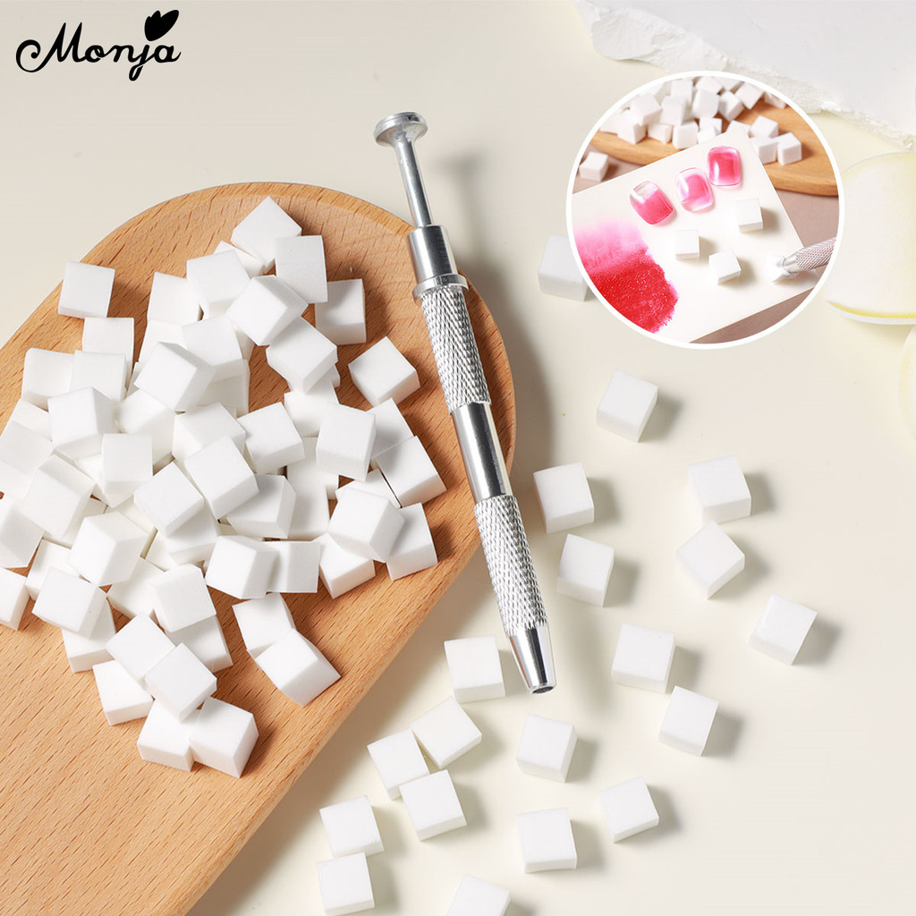 Monja 100PCS Small Nail Gradient Soft Sponge Design Square Drawing ...