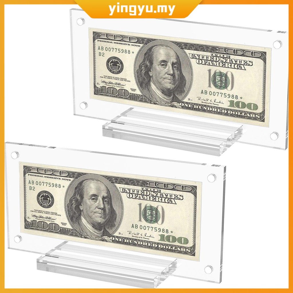 2 Pcs Dollar Bill Frame Acrylic Dollar Bill Holder with Base Double ...
