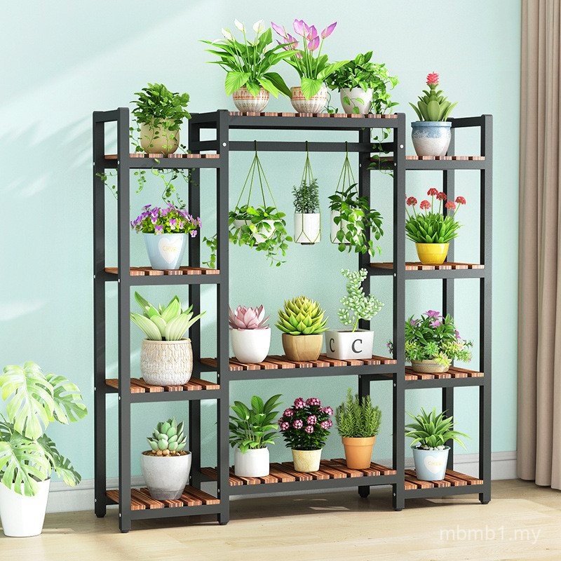 Rak bunga balkoni, banyak lapisan dalaman, kayu padat, jenis sentuh ...