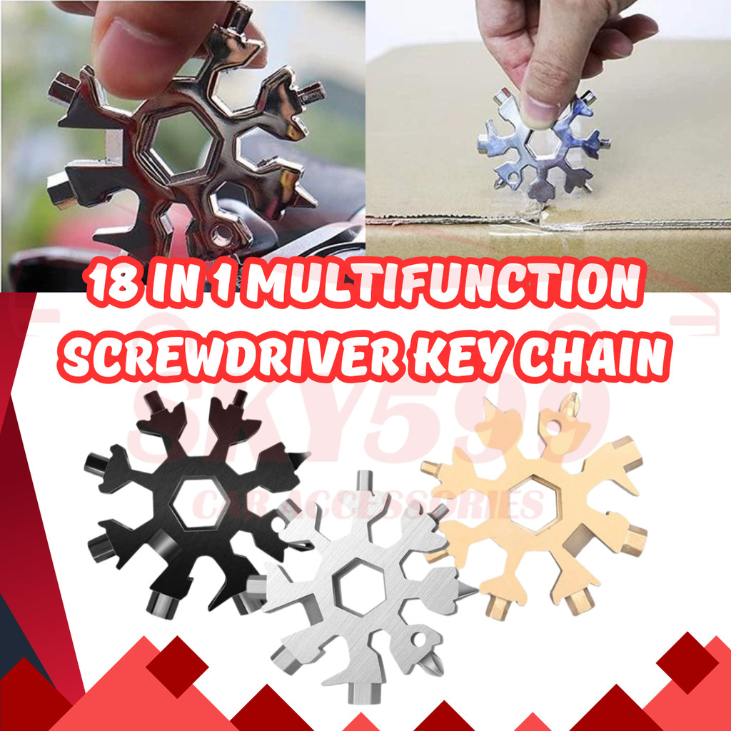 18 in 1 Multifunction Snowflake Snow Wrench Screwdriver Portable Bike ...