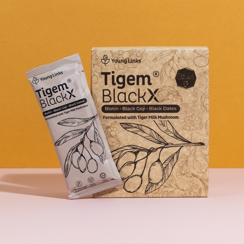 [12 SACHET] Young Links® Tigem® Black X with Tiger Milk Mushroom & 7 ...