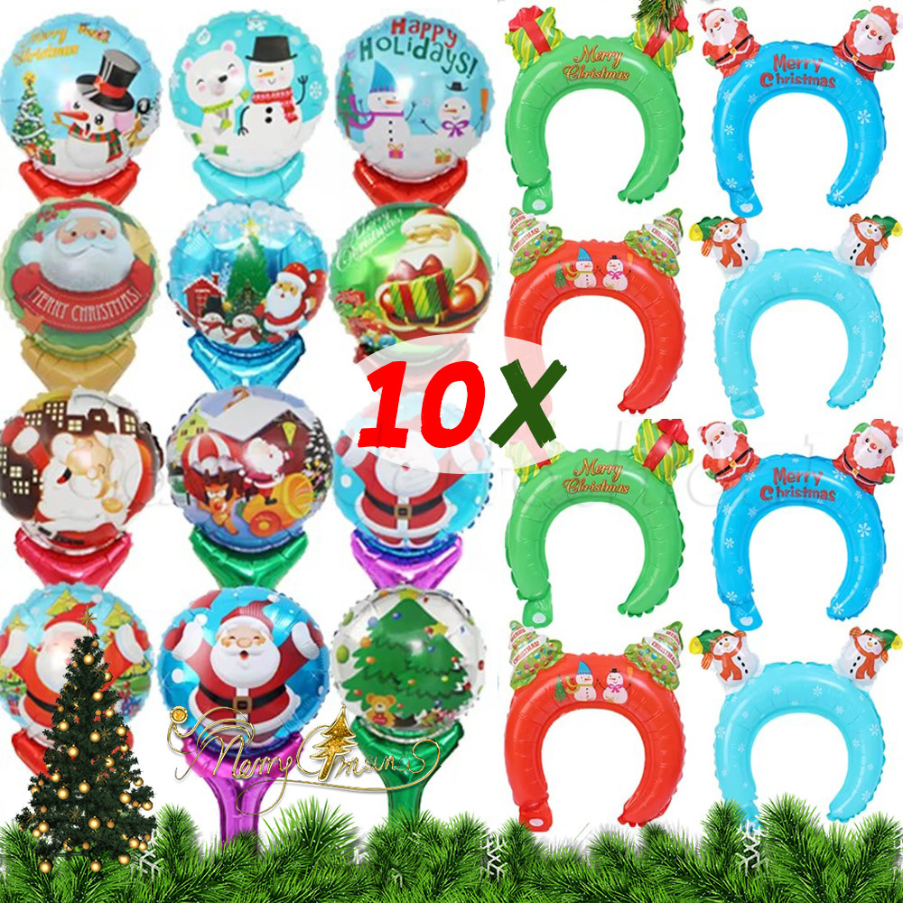 Merry Christmas Decoration - 10Pcs Christmas Headband Balloons - Santa ...