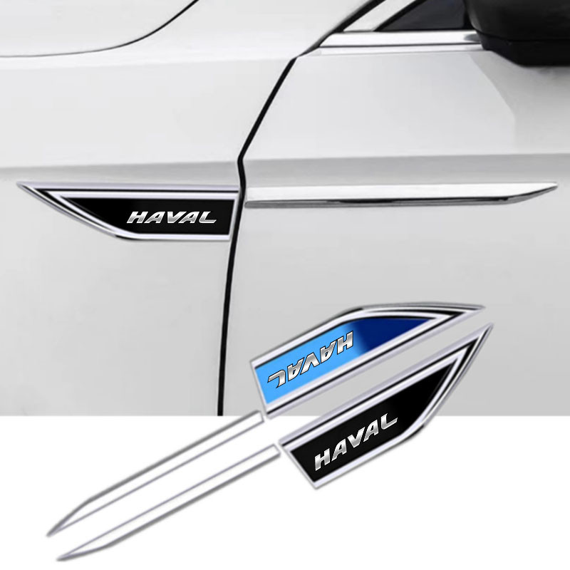 2pcs Car Fender Side Blade Emblem Sticker Metal 3D Badge for Haval H6 ...