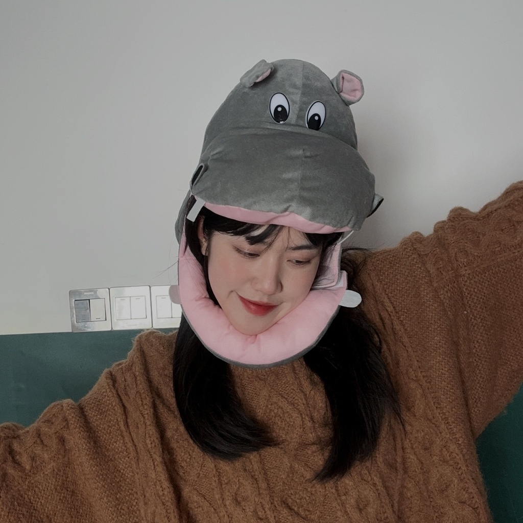 Moodeng Headgear Hat Photo Bouncing Pig Show Cute Funny Sweet Cartoon ...
