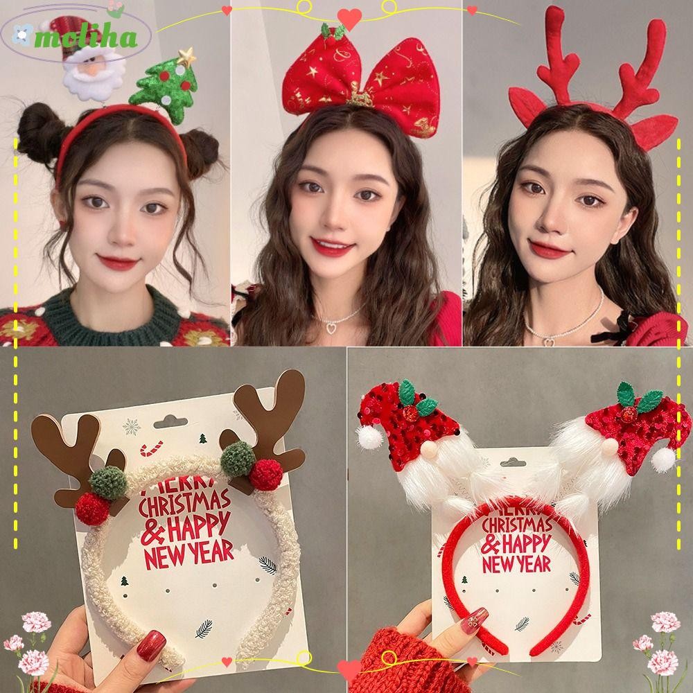 MOLIHA Xmas Antler Hair Loop, Santa Claus Deer Ear Christmas Headband ...
