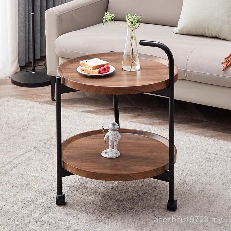 Mobile Coffee Table Trolley with Wheels Living Room Sofa Mini Bedside ...